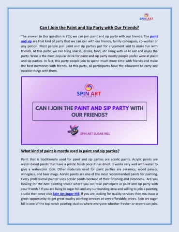 Can I Join the Paint and Sip Party with Our Friends - Spinartatlanta.ns ...