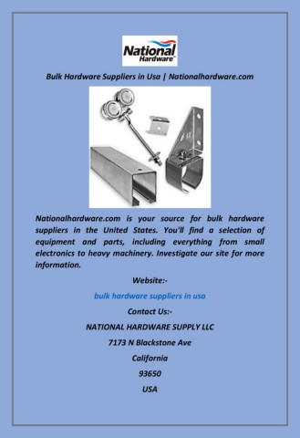 Bulk Hardware Suppliers in Usa Nationalhardware