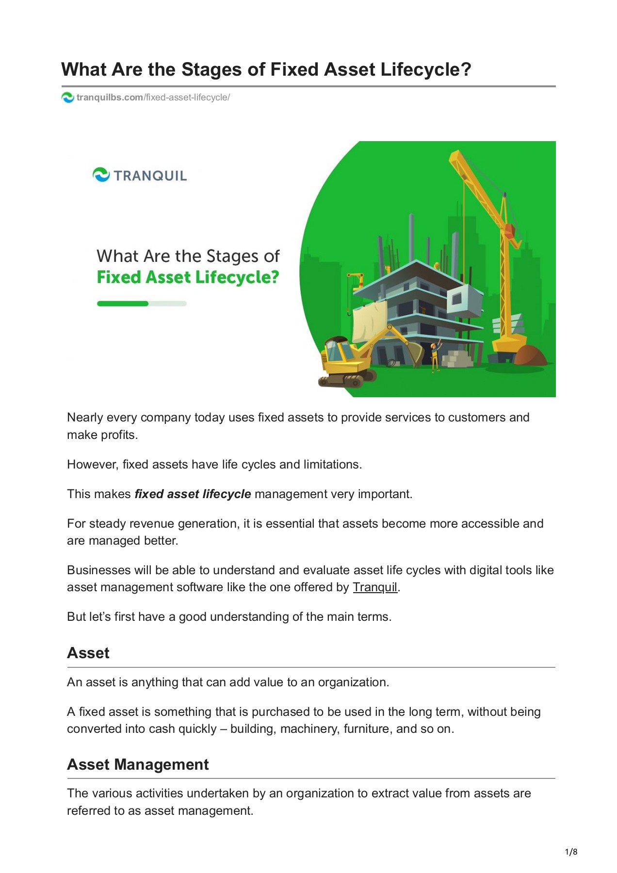 What Are the Stages of Fixed Asset Lifecycle? - Tranquil Business ...