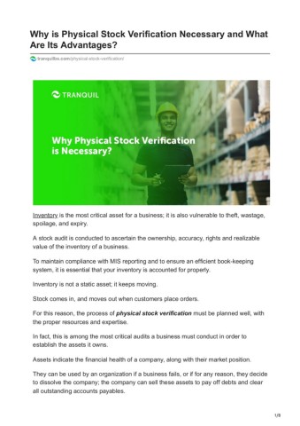 Why is Physical Stock Verification Necessary and What Are Its Advantages?