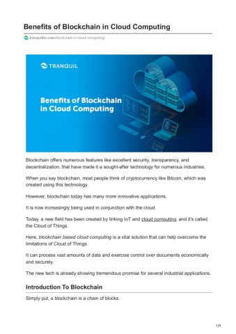 Benefits of Blockchain in Cloud Computing - Tranquil Business Software - Page 1 - 9 | Flip PDF ...
