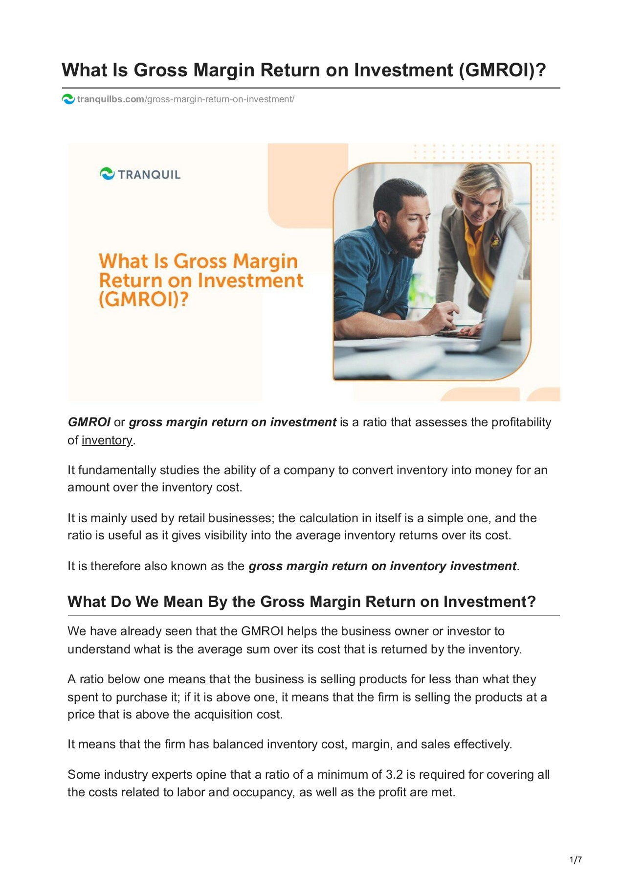 What Is Gross Margin Return on Investment GMROI? - Tranquil Business ...