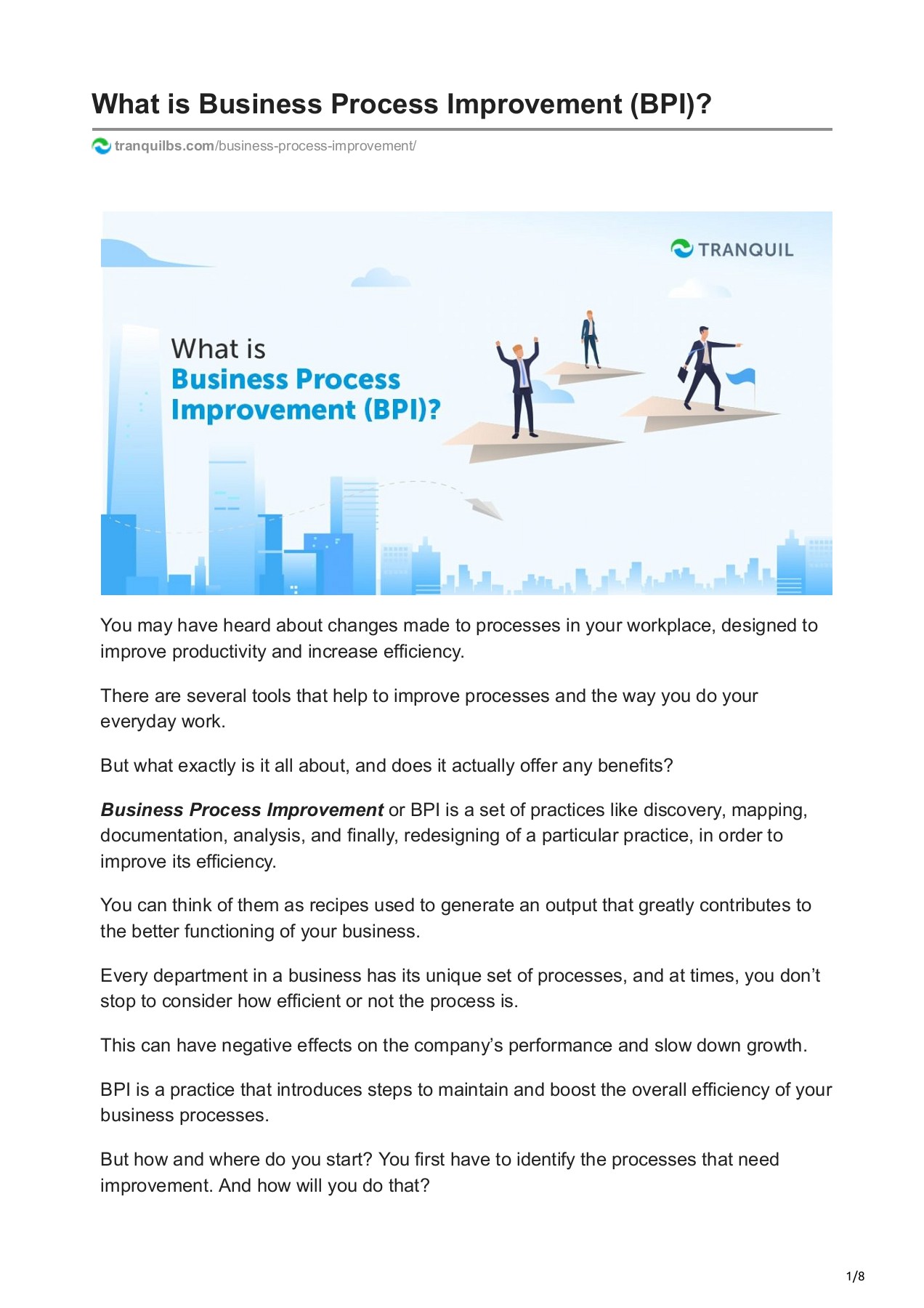 What is Business Process Improvement? - Tranquil Business Software ...