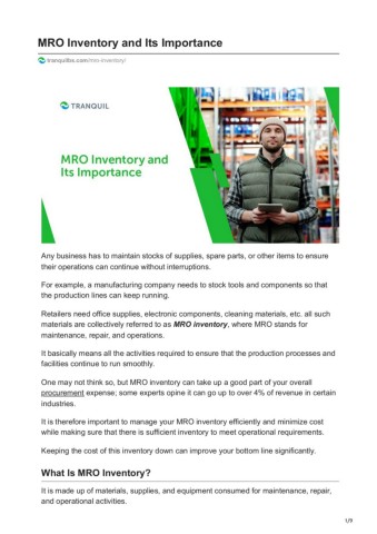 MRO Inventory and Its Importance