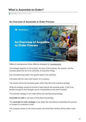 What is Assemble-to-Order?