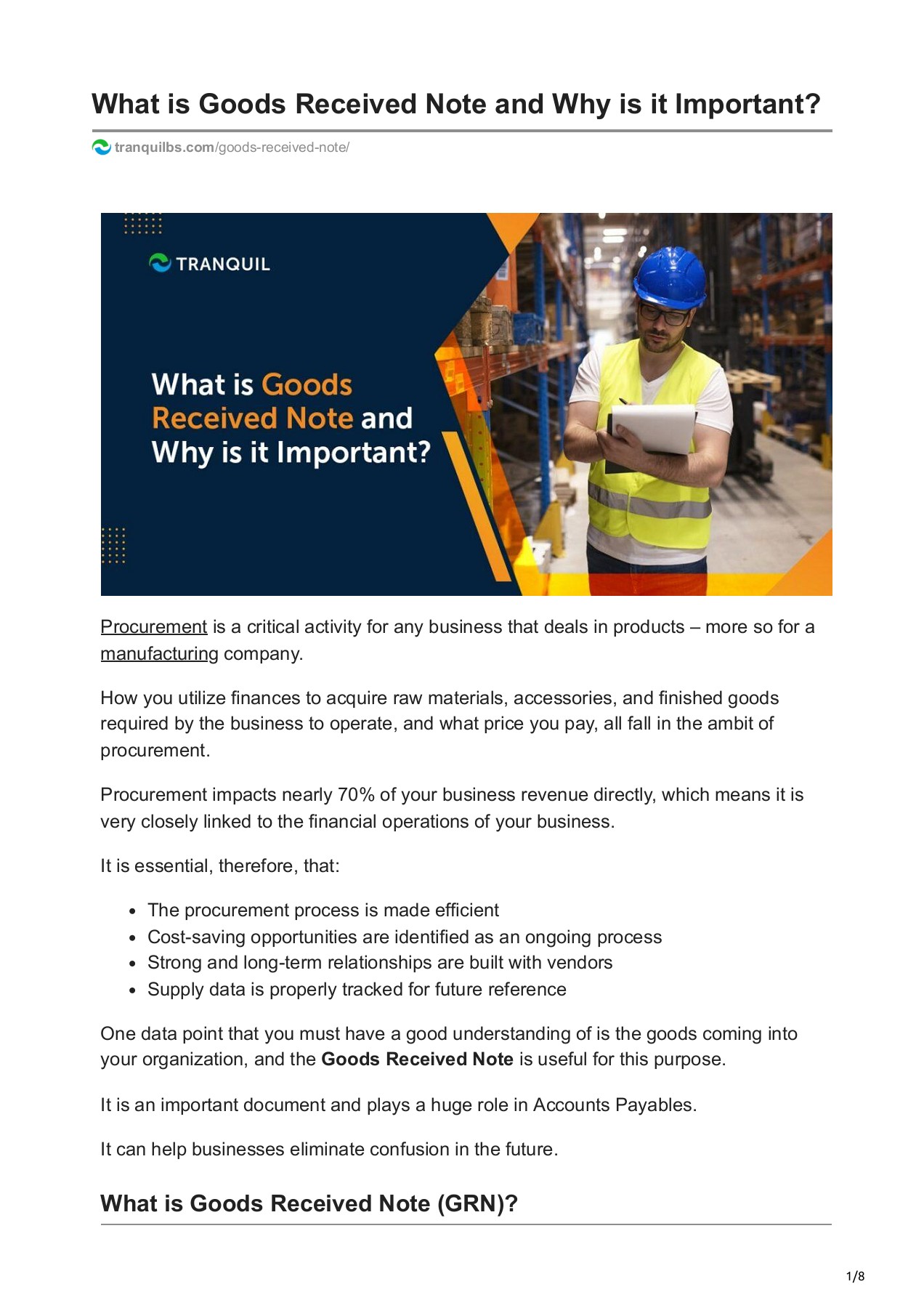 What is Goods Received Note and Why is it Important? - Tranquil ...