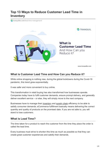 Ways to Reduce Customer Lead Time in Inventory