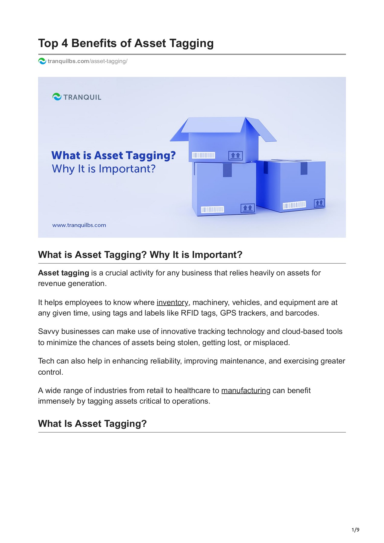 Benefits of Asset Tagging - Tranquil Business Software - Page 1 - 9 ...