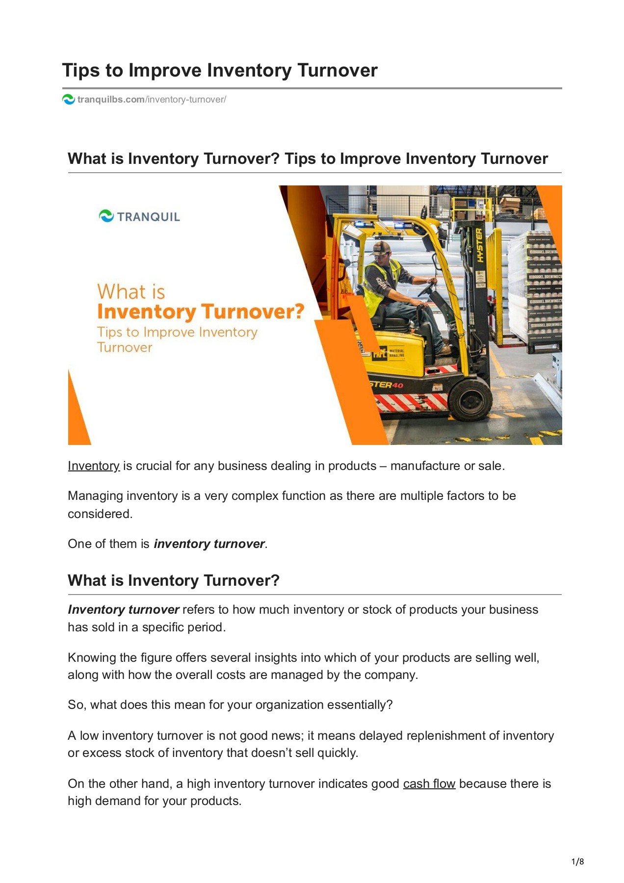 Tips to Improve Inventory Turnover - Tranquil Business Software - Page ...