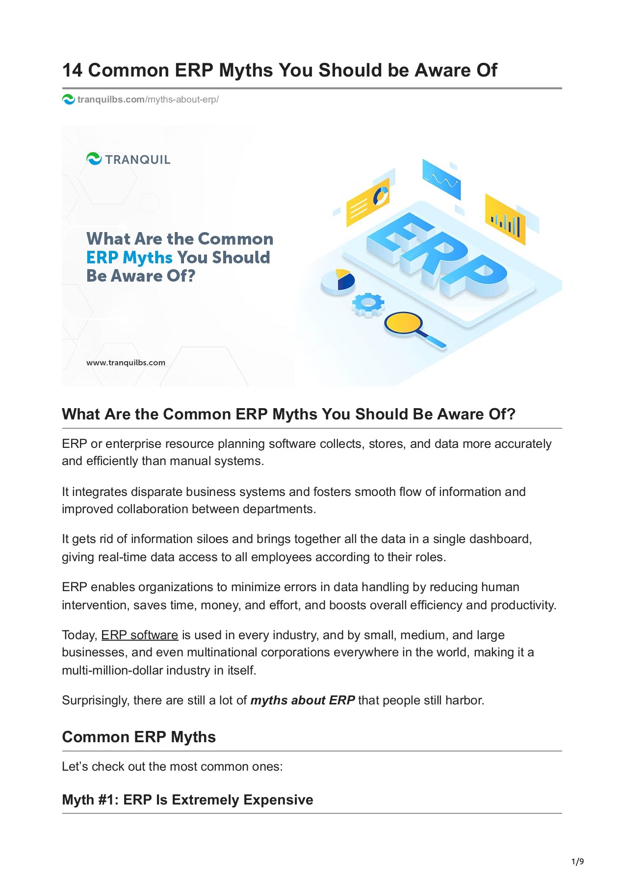 Common ERP Myths You Should be Aware Of - Tranquil Business Software ...