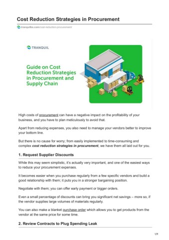 Cost Reduction Strategies in Procurement - Tranquil Business Software ...
