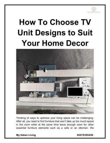 How To Choose TV Unit Designs to Suit Your Home Decor