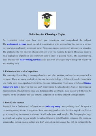 Guidelines For Choosing A Topics
