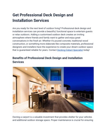 Get Professional Deck Design and Installation Services