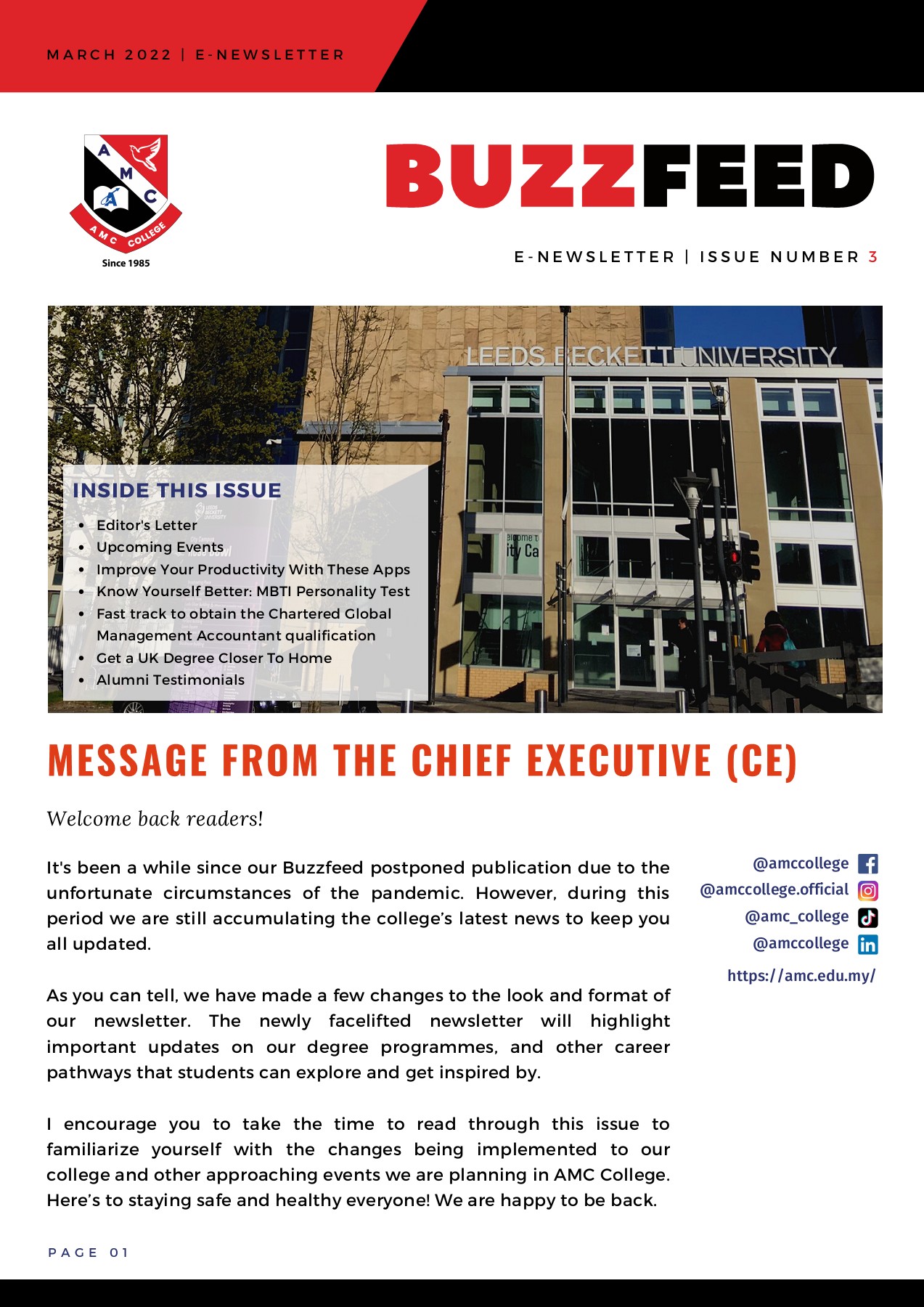 AMC College Newsletter | Issue No. 3 - AMC College - Page 1 - 10 | Flip ...