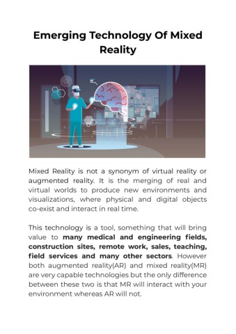 Emerging Technology Of Mixed Reality