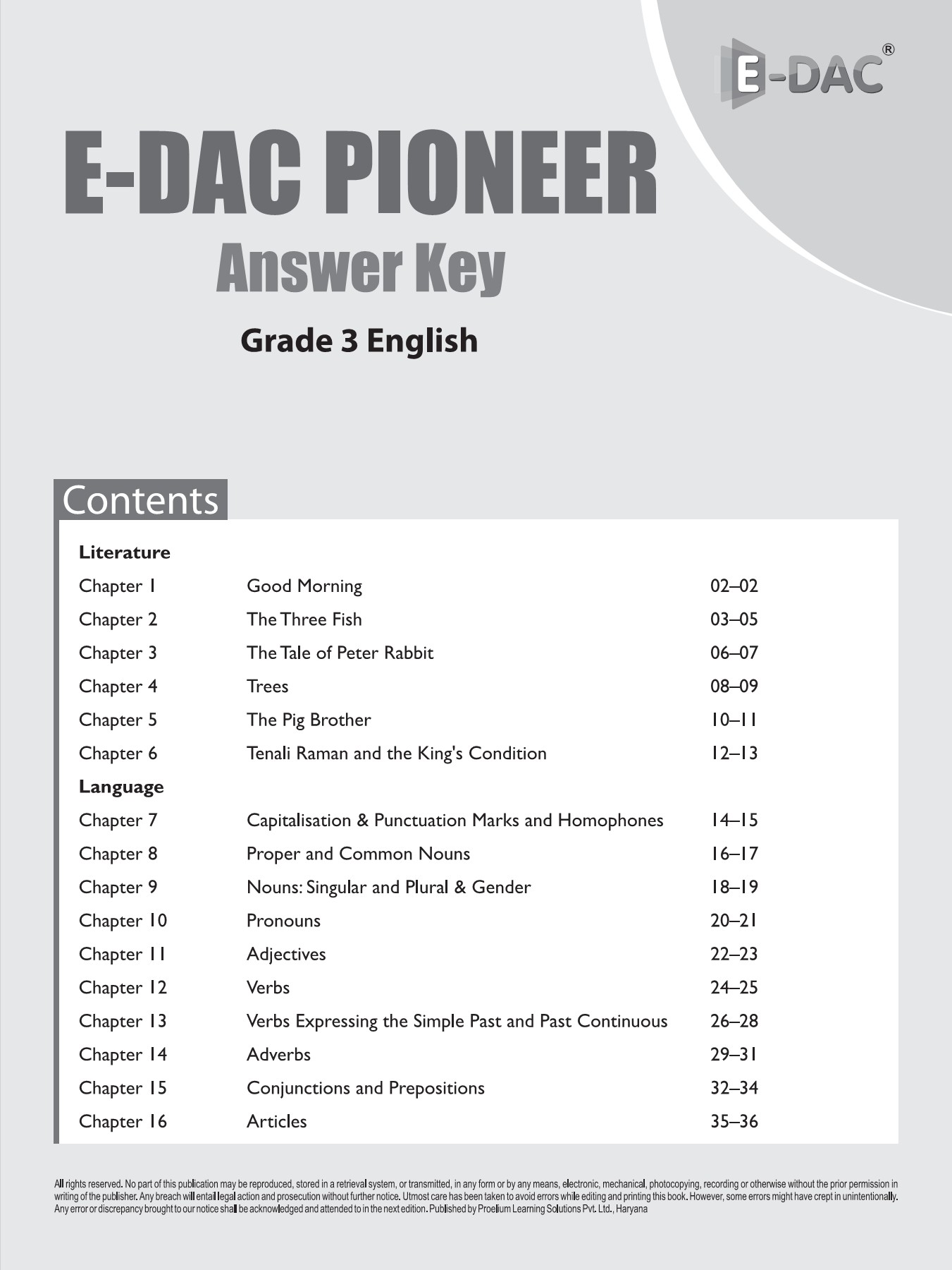 EDAC Pioneer Ans Key Grade3 English 3Content - Kanchan Singh - Page 1 ...