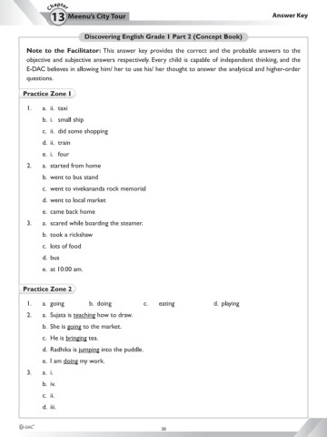 Grade1 Answer Key English Ch13