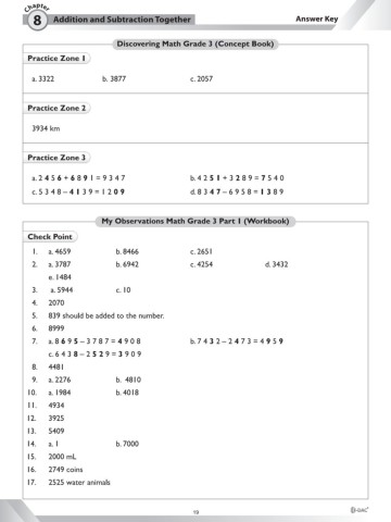 Grade3 Answer Key Math Ch8