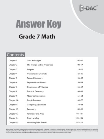 Grade7 Answer Key Math 1Contnet