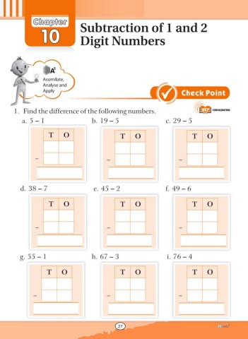 G1_WB_Math_Ch 10 Subtraction of 1 and 2 Digit Numbers