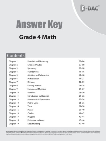 Grade4 Answer Key Math 1Content