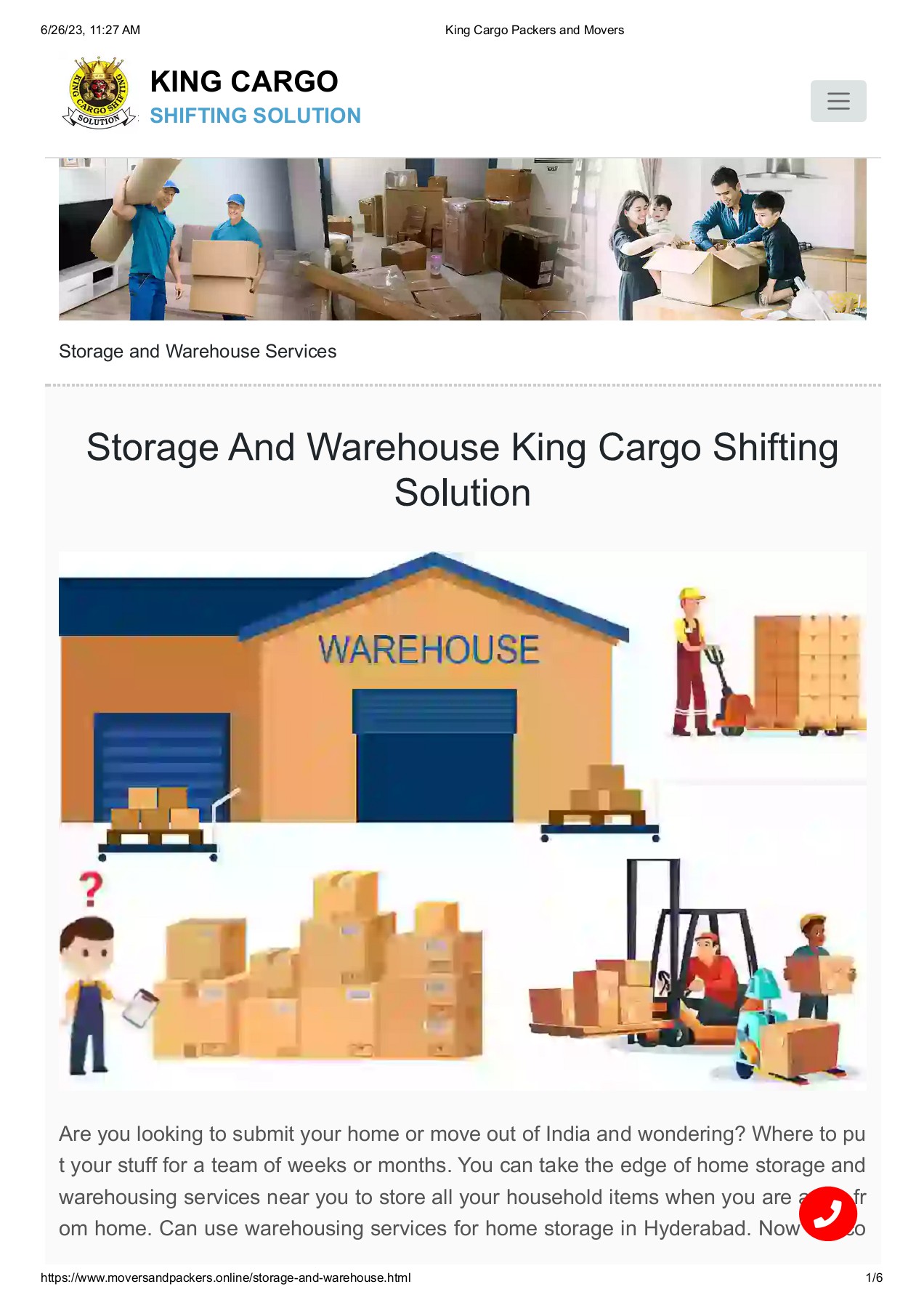 Top storage and warehouse company - King Cargo Shifting Solution - john ...