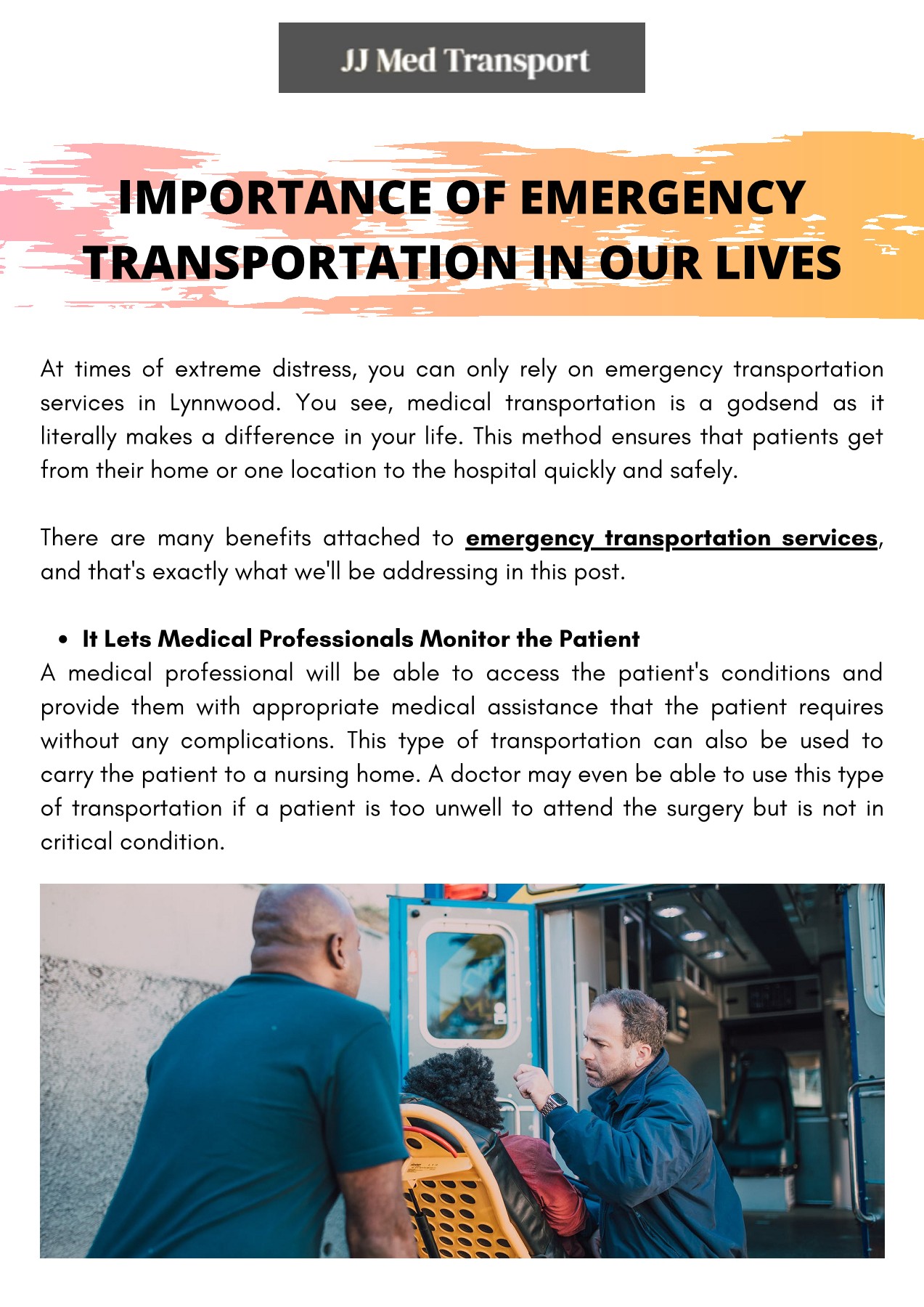 Importance of Emergency Transportation Services in Our Lives - JJ Med ...