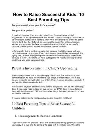 How to Raise Successful Kids