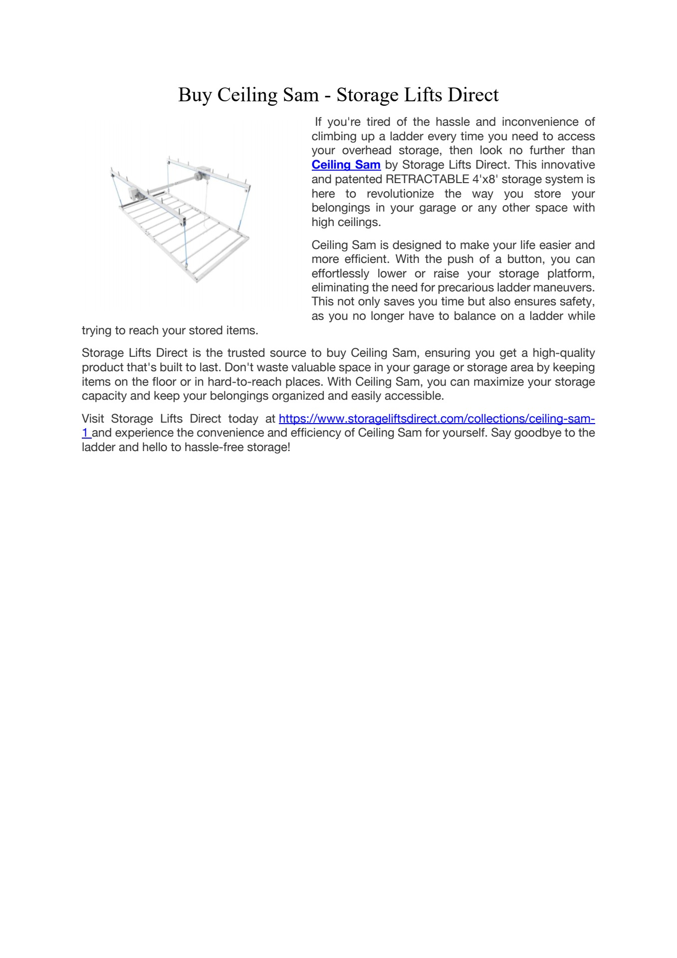 Buy Ceiling Sam - Storage Lifts Direct - Digital Marketing - Page 1 - 1 ...