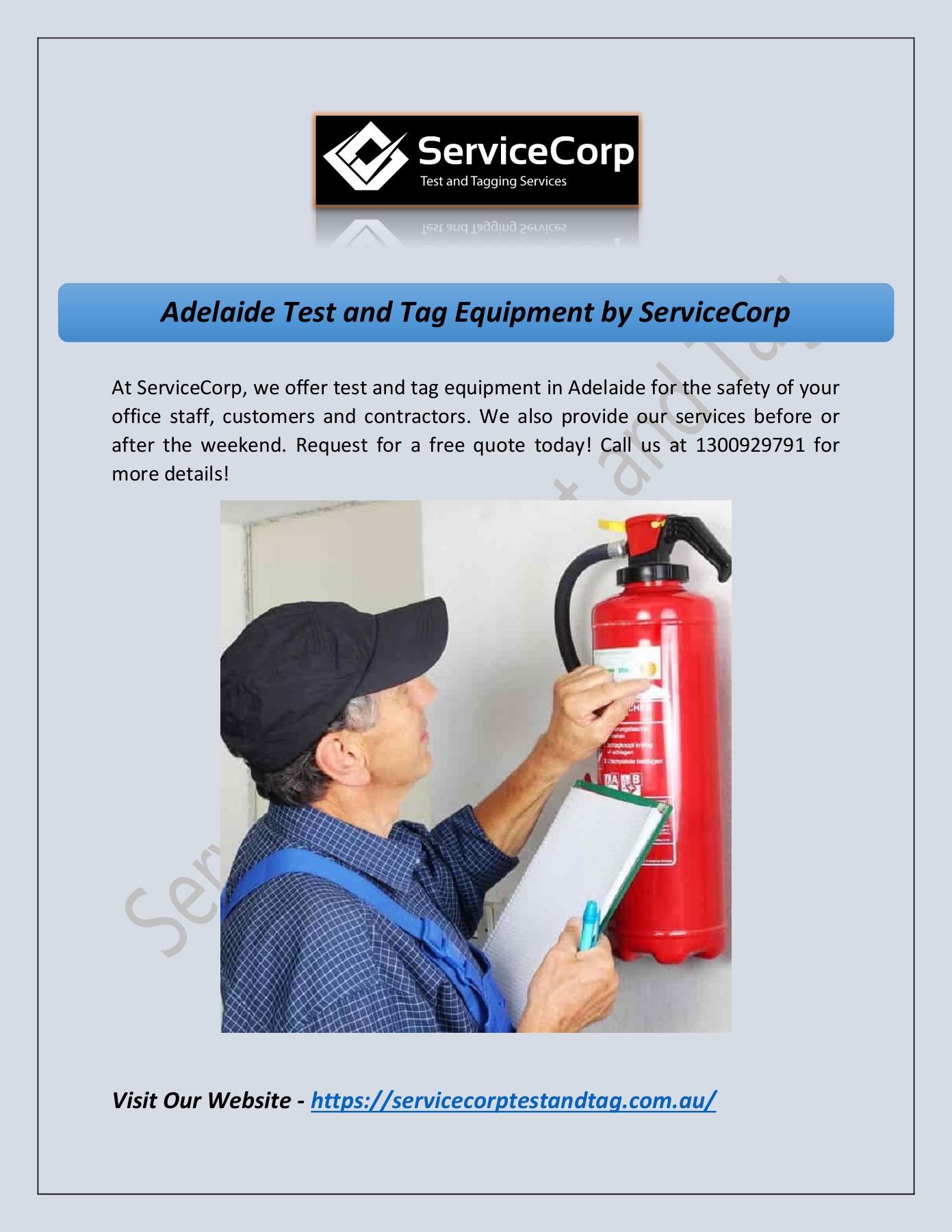 Adelaide Test and Tag Equipment by ServiceCorp - Service Corp - Page 1 ...