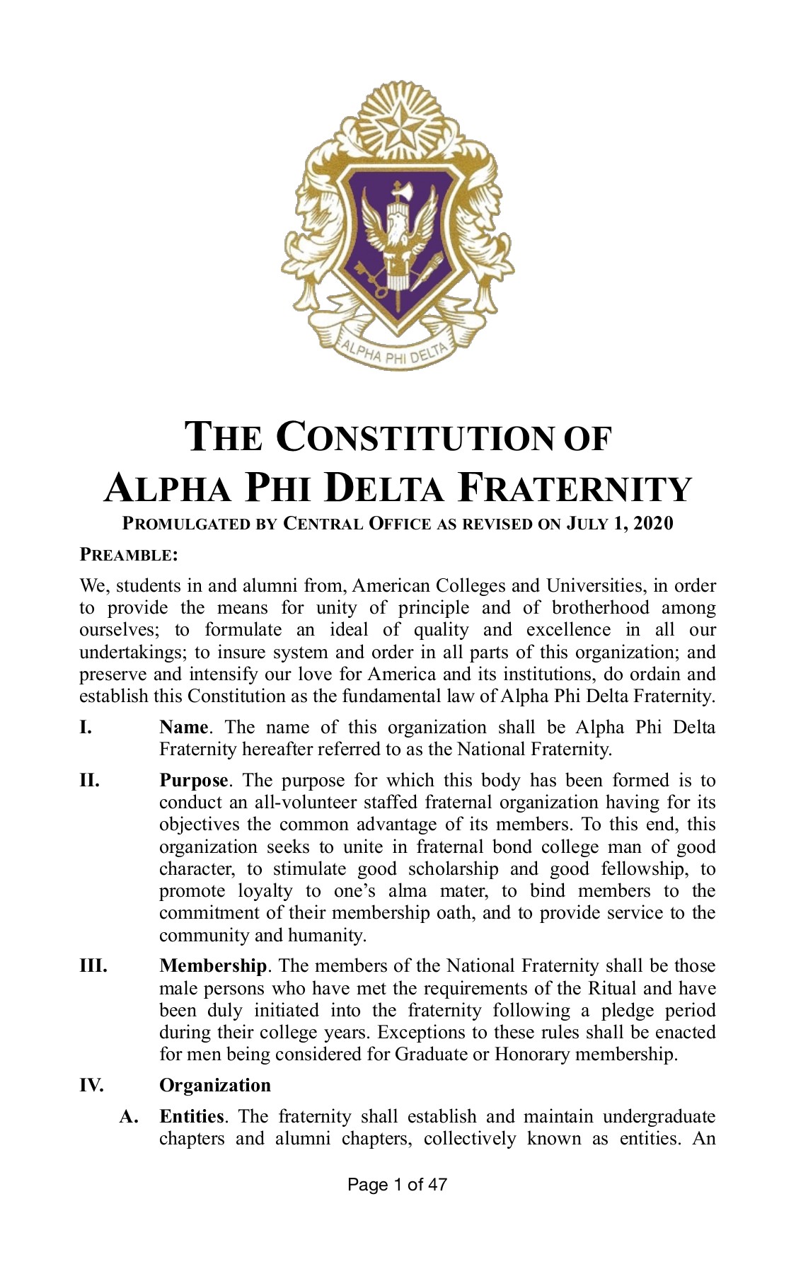 Constitution and Bylaws of Alpha Phi Delta (revised 2020) - Alpha Phi ...