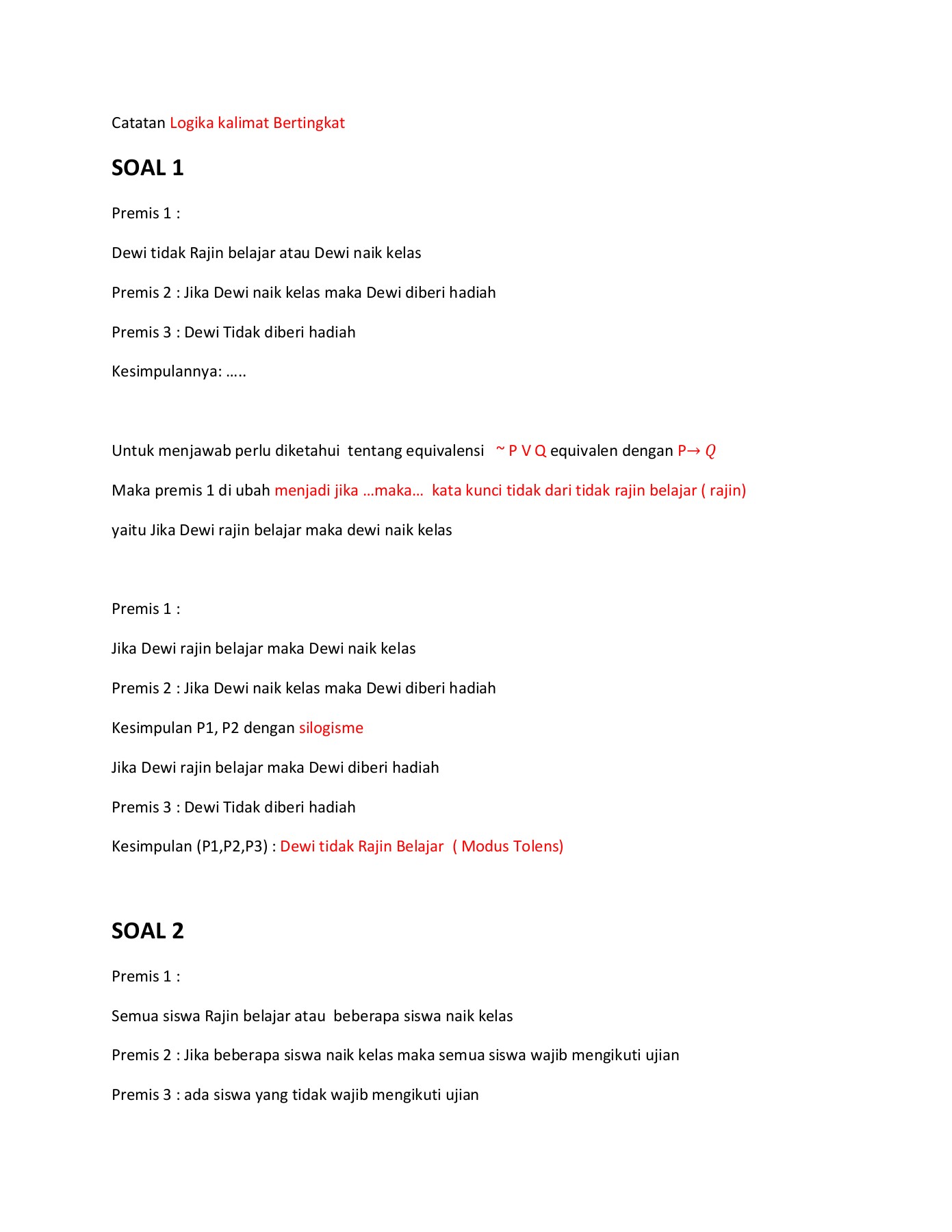 Catatan Logika kalimat Bertingkat - oneldamar02 - Halaman 1 - 3 | PDF Online | PubHTML5