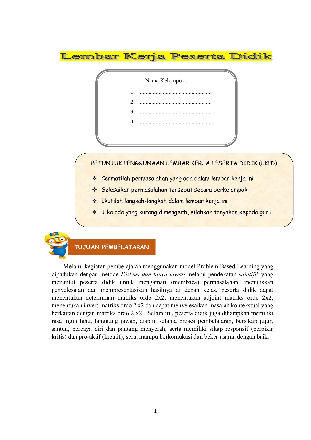 LKPD INVERS MATRIKS - oneldamar02 - Page 1 - 6 | Flip PDF Online | PubHTML5
