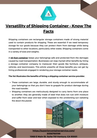 Versatility of Shipping Container – Know The Facts - Superior Container ...