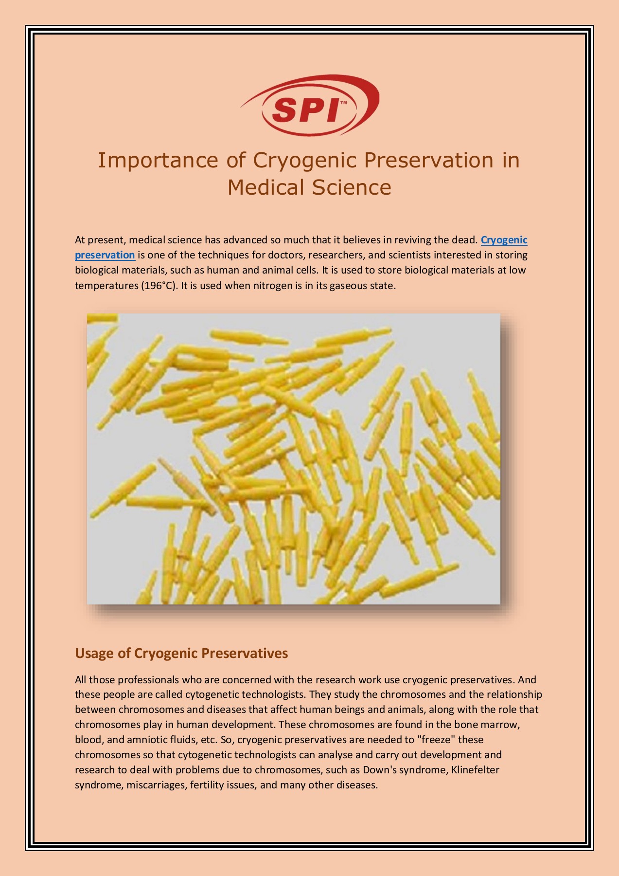 Importance of Cryogenic Preservation in Medical Science - Spi-Mfg ...