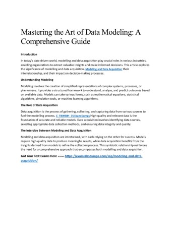 The Power of Modeling: A Data Acquisition Perspective - rigiyo6253 ...