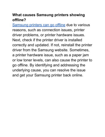 samsung printer showing offline