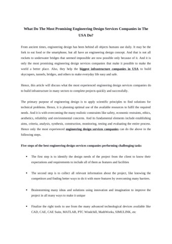 What Do The Most Promising Engineering Design Services Companies in The ...