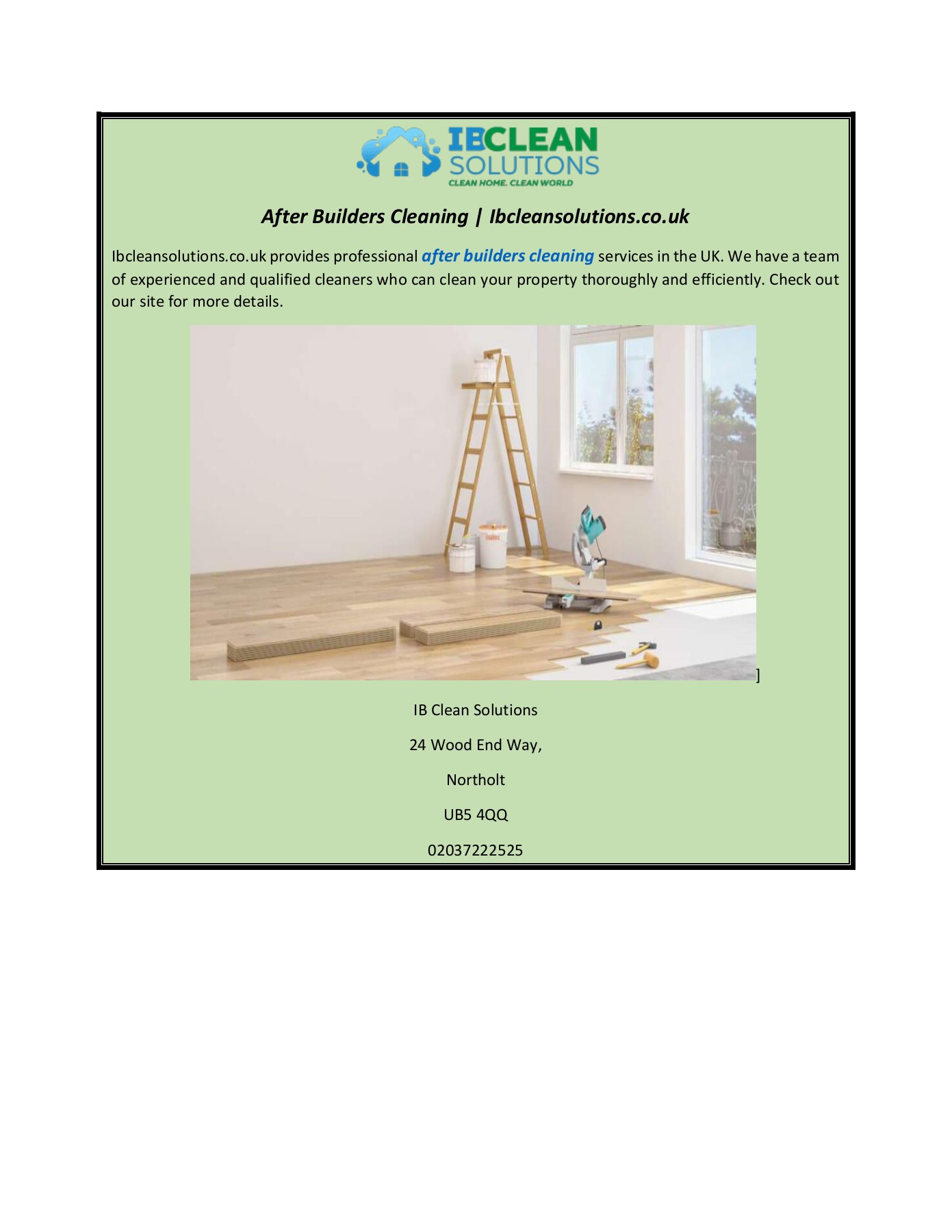 After Builders Cleaning | Ibcleansolutions.co.uk - ibclean solutions - Page 1 - 1 | Flip PDF ...