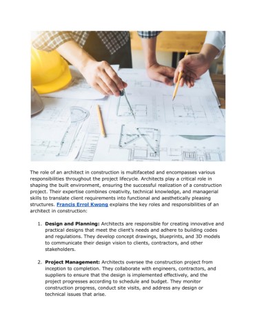 Roles and Responsibilities of an Architect in Construction - Francis ...