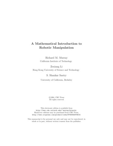 A Mathematical Introduction to Robotic Manipulation - Willington Island - Page 265 | Flip PDF ...