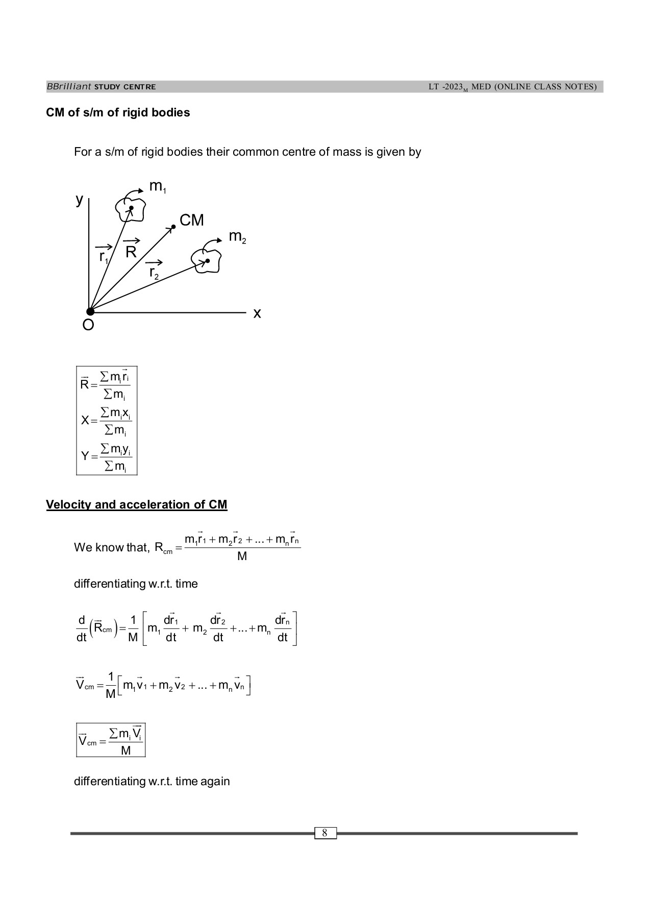 SYSTEM OF PARTICLES AND ROTATIONAL MOTION - Lecture Notes - Willington ...
