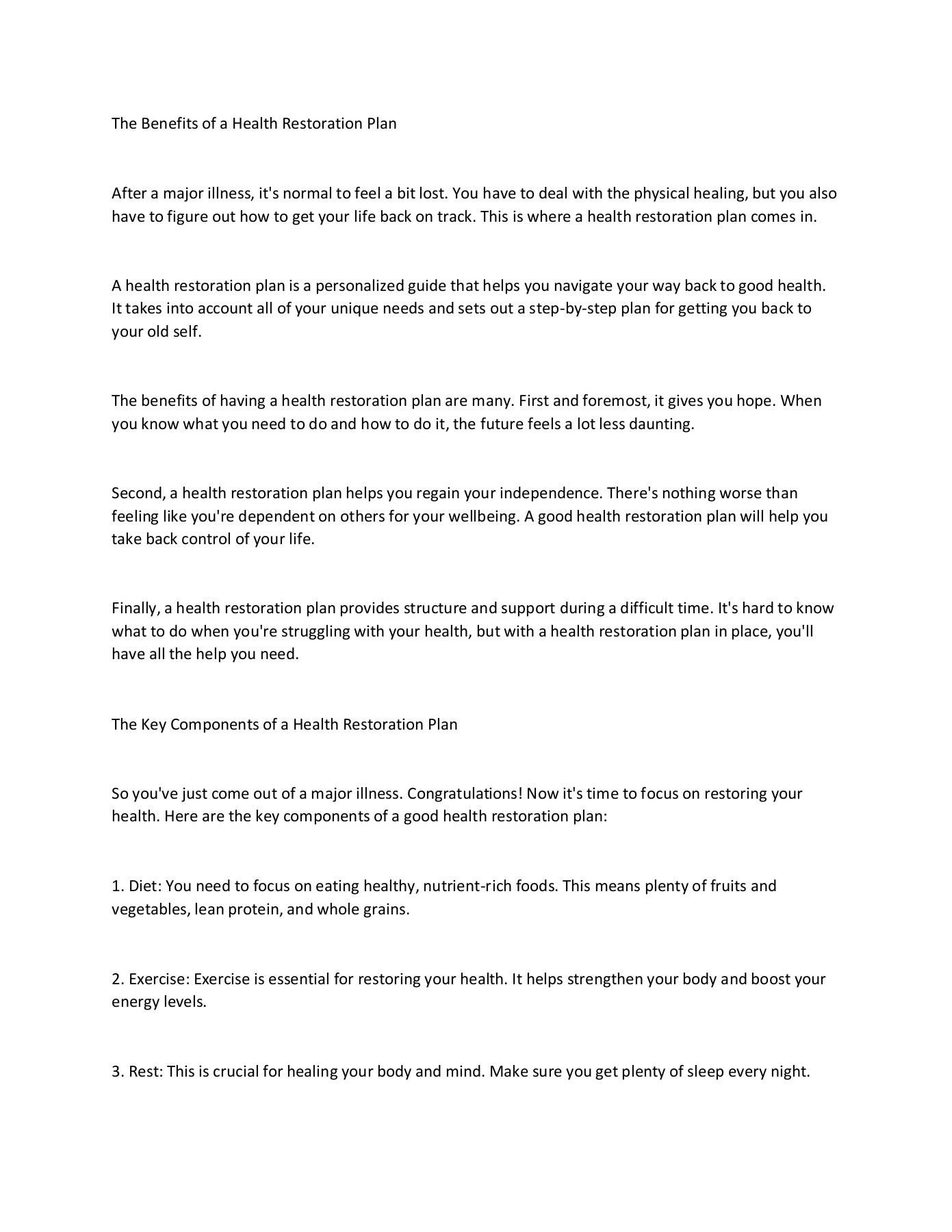 The Benefits of a Health Restoration Plan - Leann Elaina - Page 1 - 4 ...