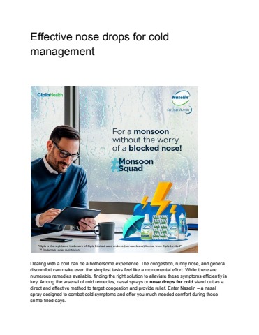 Effective nose drops for cold management