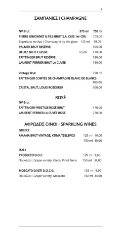 Exclusive Beverage List