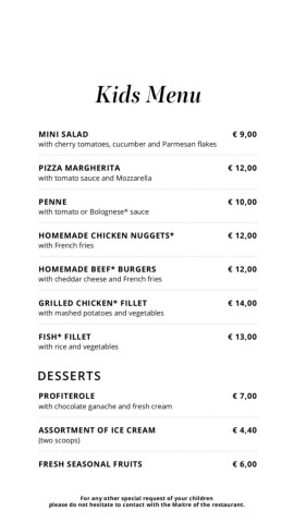 Kids Menu EN