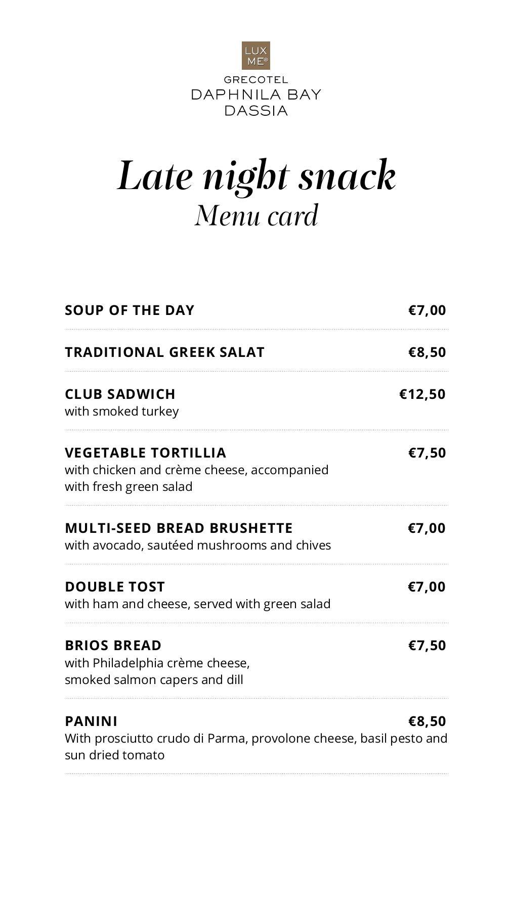 LATE NIGHT SNACK - Grecotel - Page 1 - 2 | Flip PDF Online | PubHTML5