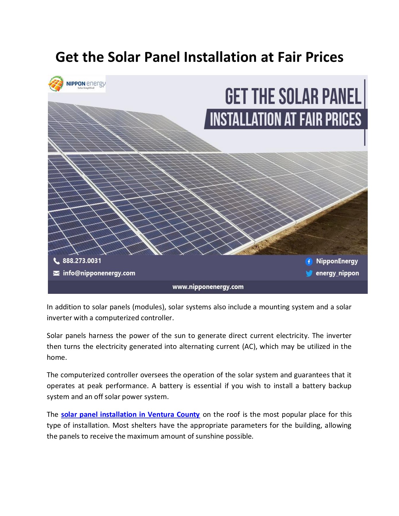 Get the Solar Panel Installation at Fair Prices - nipponenergy786 ...