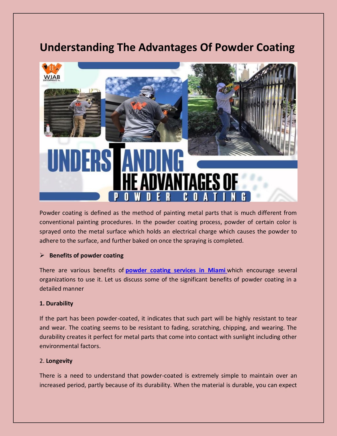 Understanding The Advantages Of Powder Coating - WJAB ENTERPRISES INC ...